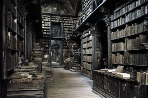 Old Library Interior Displaying Vintage Books And Antique Architecture