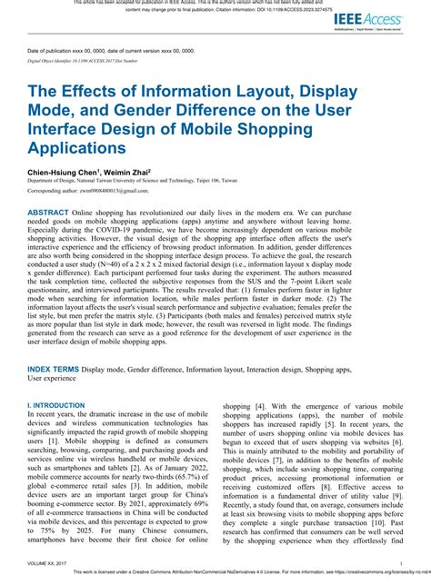 Pdf The Effects Of Information Layout Display Mode And Gender