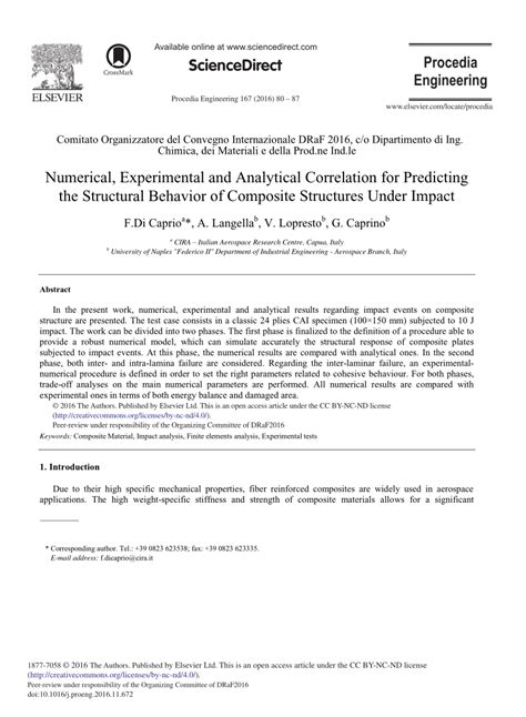 Pdf Numerical Experimental And Analytical Correlation For Predicting The Structural Behavior