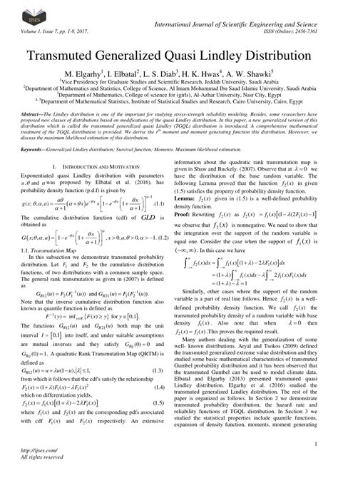 Pdf Transmuted Generalized Quasi Lindley Distribution