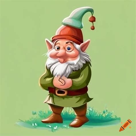 Cartoon Of A Garden Dwarf With A Cap On Craiyon