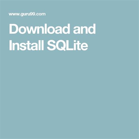 Download And Install Sqlite Download Installation Index