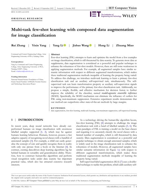 PDF Multitask Fewshot Learning With Composed Data Augmentation For Image Classification