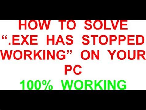 How To Solve Problem Exe Has Stopped Working Latest Update For All Windows YouTube