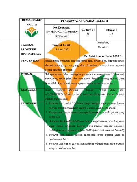 Penjadwalan Operasi Elektif Pdf