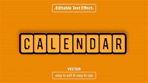 Premium Vector Calendar Text Effect Editable Text Style