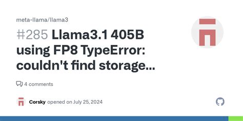 llama3 1 405b using fp8 typeerror couldn t find storage object float8