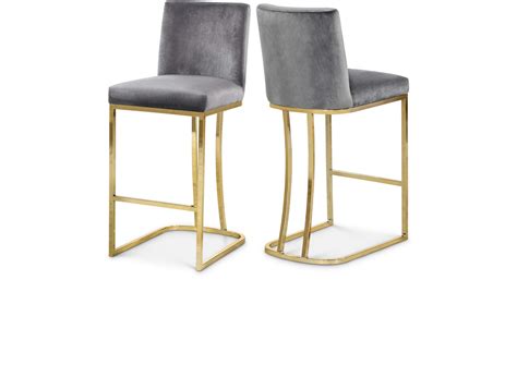 Heidi Grey Velvet Stool