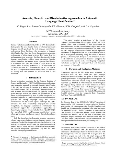 Pdf Acoustic Phonetic And Discriminative Approaches To Automatic Language Identification