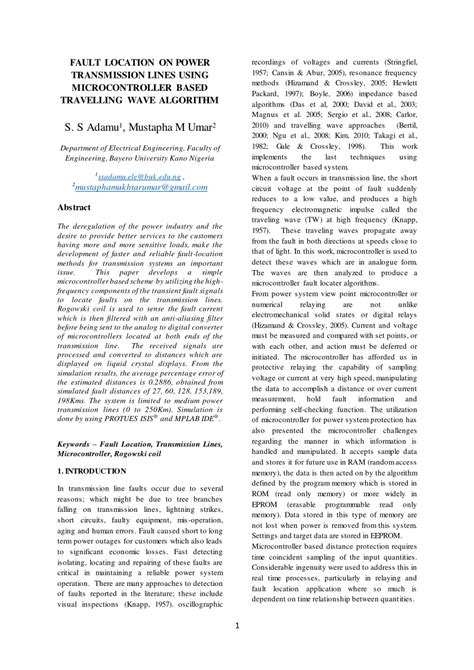Pdf Fault Location On Power Transmission Lines Using Microcontroller Based Traveling Wave