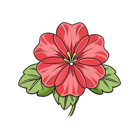 게라니움 만화 스타일 아이콘 터 클리파트 일러스트레이션 프리미엄 벡터