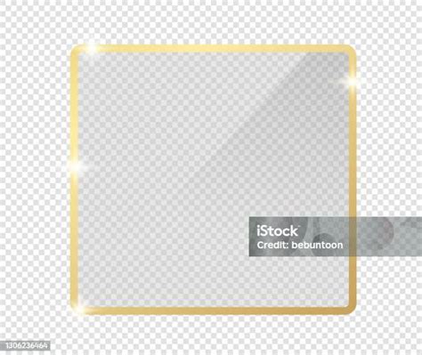 투명한 배경에 고립된 그림자가 있는 골드 빛나는 빛나는 프레임 골든 럭셔리 빈티지 사실적인 직사각형 테두리 일러스트레이션 벡터