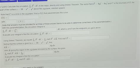 Solved Point Calculate The Circulation Sc Dr In Two Chegg