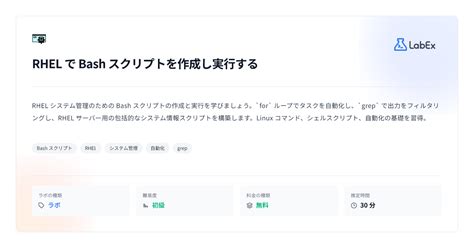 RHEL で Bash スクリプトを作成し実行する方法 | Linux コマンドと自動化 | LabEx