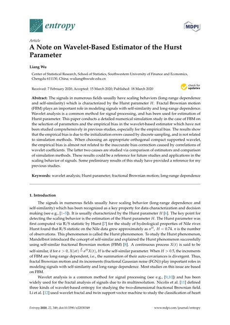 Pdf A Note On Wavelet Based Estimator Of The Hurst Parameter