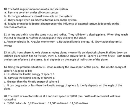 Solved 10 The Total Angular Momentum Of A Particle System