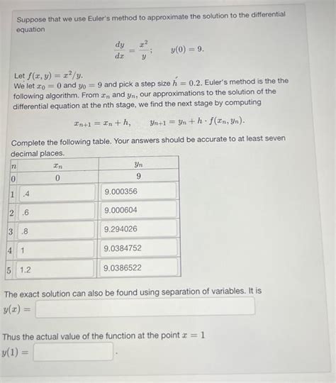 solved suppose that we use euler s method to approximate the