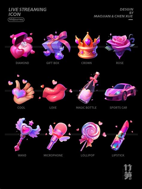 Aigc 实战应用!8 组设计感十足直播图标(附提示词) 花瓣网 Aigc 实战应用!8 组设计感十足直播图标(附提示词) 花瓣网