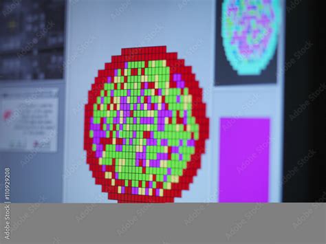 Silicon Wafer Map On Screen In Clean Room Laboratory Close Up Stock