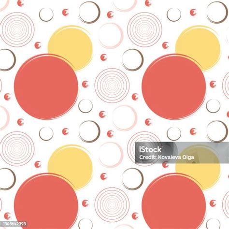 흰색 배경에 귀여운 매끄러운 패턴 여러 가지 색상의 원 얼룩 0명에 대한 스톡 벡터 아트 및 기타 이미지 0명 디자인 모던 양식 Istock