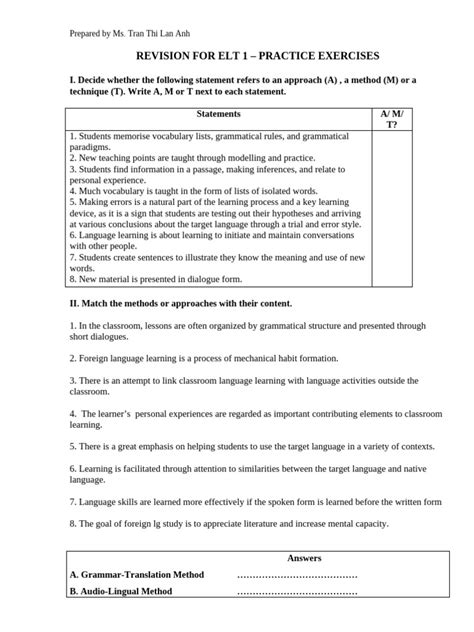 elt 1 practice exercises pdf second language learning