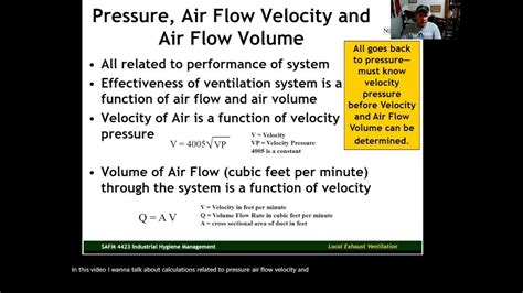 air velocity and flow rate calculations youtube