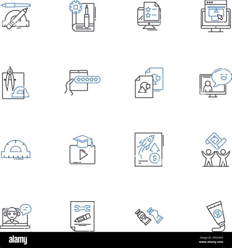 Sculptor Line Icons Collection Chisel Marble Bronze Clay Carve Sculpture Mould Vector And