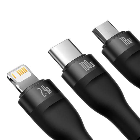Распродажа Кабель Базеус 3 в 1 Usb C Micro Usb Apple Port Кабель для быстрой зарядки и передачи
