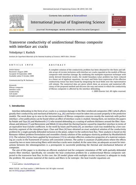 Pdf Transverse Conductivity Of Unidirectional Fibrous Composite With