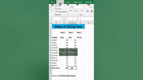 Sum In Excel Excel Tips And Tricks Todfodeducation Youtube