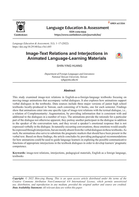 Pdf Image Text Relations And Interjections In Animated Language Learning Materials
