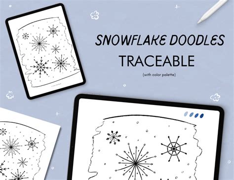 Traceable For Snowflake Doodle Illustration