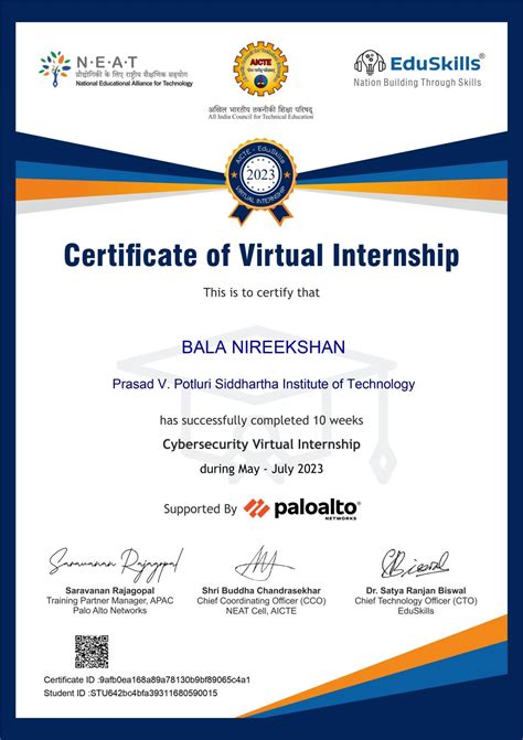 nireekshan bala on linkedin cybersecurity aicte paloalto