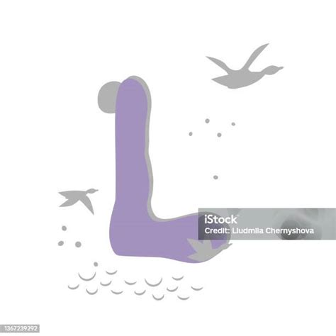 문자 L 새의 무리의 형태로 동양 스타일의 미니멀 패턴 오리는 비행 바다 달 추상객체 반점 점 그림자 벡터 일러스트레이션 로고