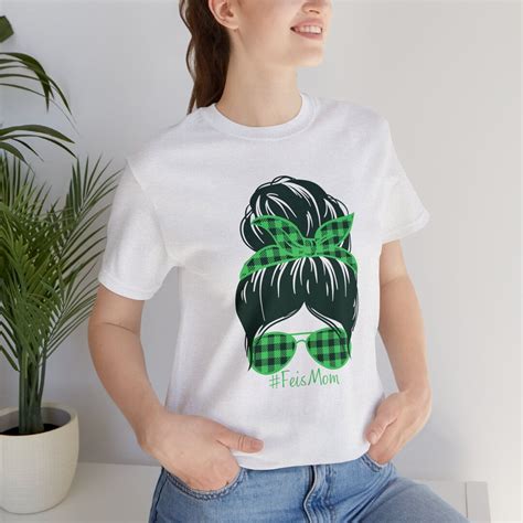 Feis Mom Messy Bun Sunglasses Unisex Jersey Short Sleeve Tee Etsy