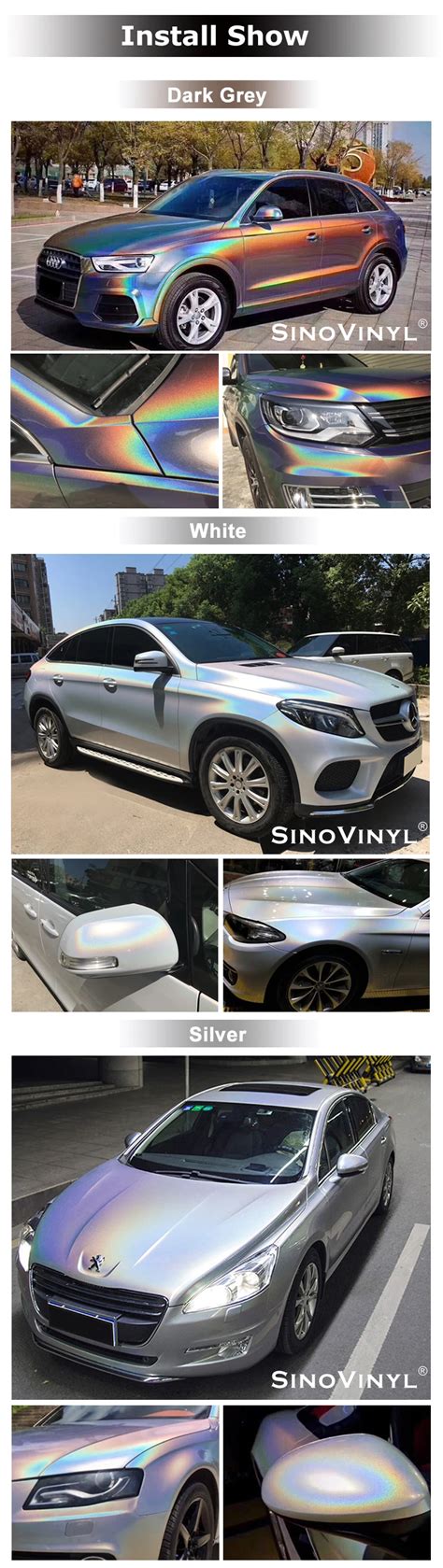 Sinovinyl 아디다스 블랙 홀로그램 레이저 크롬 절단 스티커 모빌 화이트 포장 자동차 필름 비닐 바디 스티커 Pvc Buy 블랙 홀로그램 레이저 크롬 절단 스티커