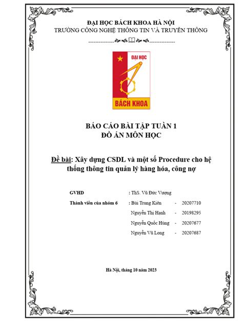 BÁo CÁo Bt XÂy DỰng Csdl TuẦn 1 ĐỒ Án MÔn HỌc Pdf