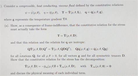 Solved Consider A Compressible Heat Conducting Viscous