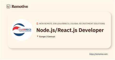 Hiring Nodejsreactjs Developer Globrecs Global Recruitment