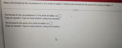 Solved What Is The Formula For The Circumference C Of A Chegg