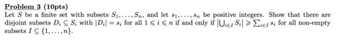 Solved Problem Pts Let S Be A Finite Set With Subsets Chegg