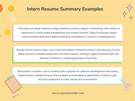 50 Intern Resume Summary Examples And Samples Resumeworder