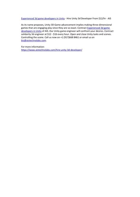 Ppt Experienced 3d Game Developers In Unity Hire Unity 3d Developer From 12hr Ais