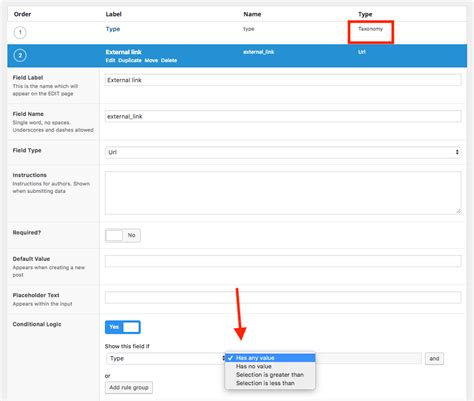 Conditional Logic For Taxonomy Field Has No Is Equal To Acf Support