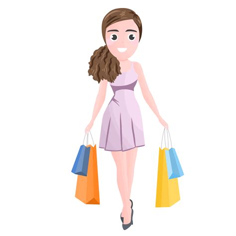 Girl With Shopping Bags Clipart