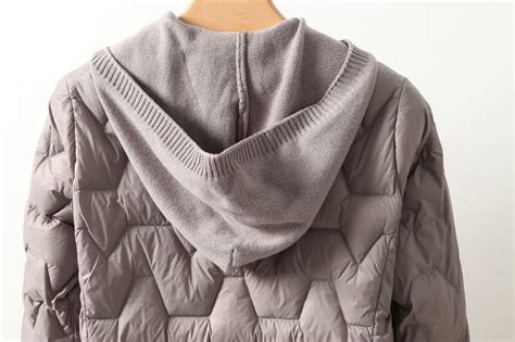 데일리 덕다운 니트 후드 패딩