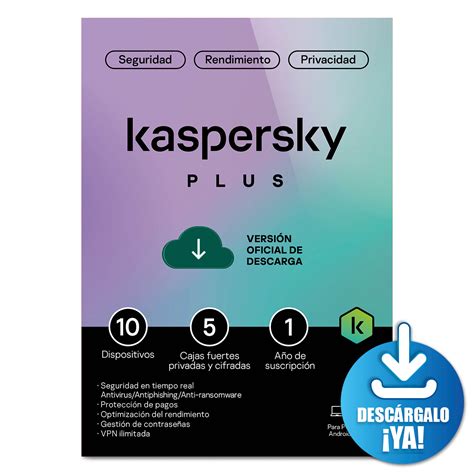 Antivirus Kaspersky Plus Licencia 1 Año 10 Dispositivos Pc Macos Ios Y