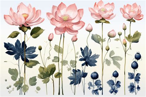 lotus flower and lotus leaf elements graphic by saydurf · creative fabrica