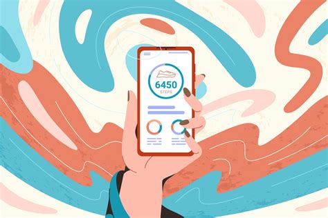 Hand Woman Hold Mobile Phone With Pedometer Or Fitness Tracker Step Counter App On Smartphone