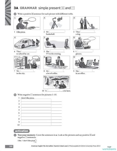 Present Simple Positive And Negative Interactive Worksheet
